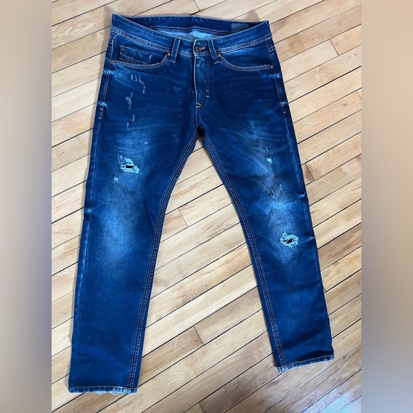 Diesel | Jeans | Diesel Thaver Skinnype 5 Distressed Blue Denim Jeans ...